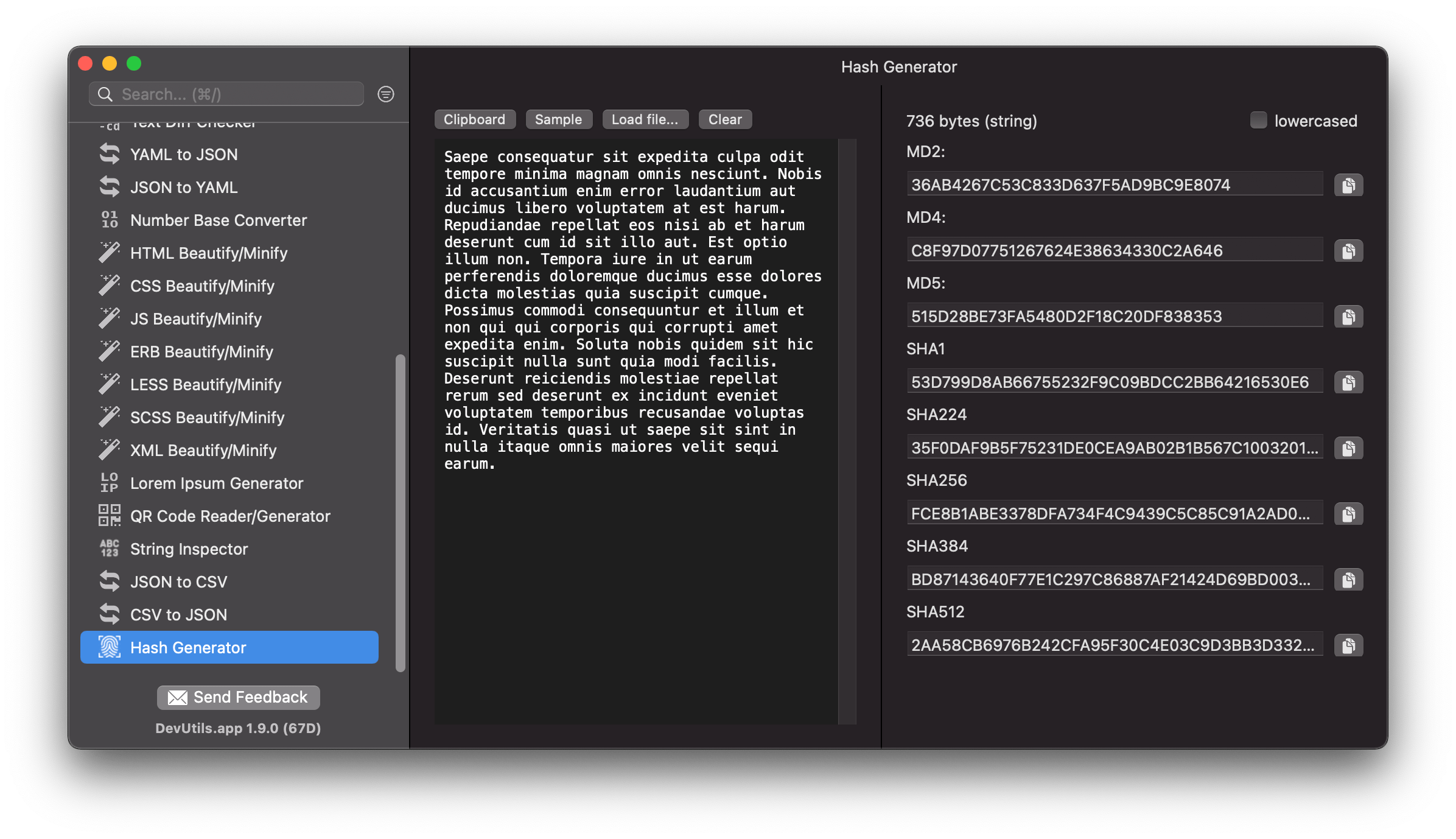 Hash Generator Online DevUtils app
