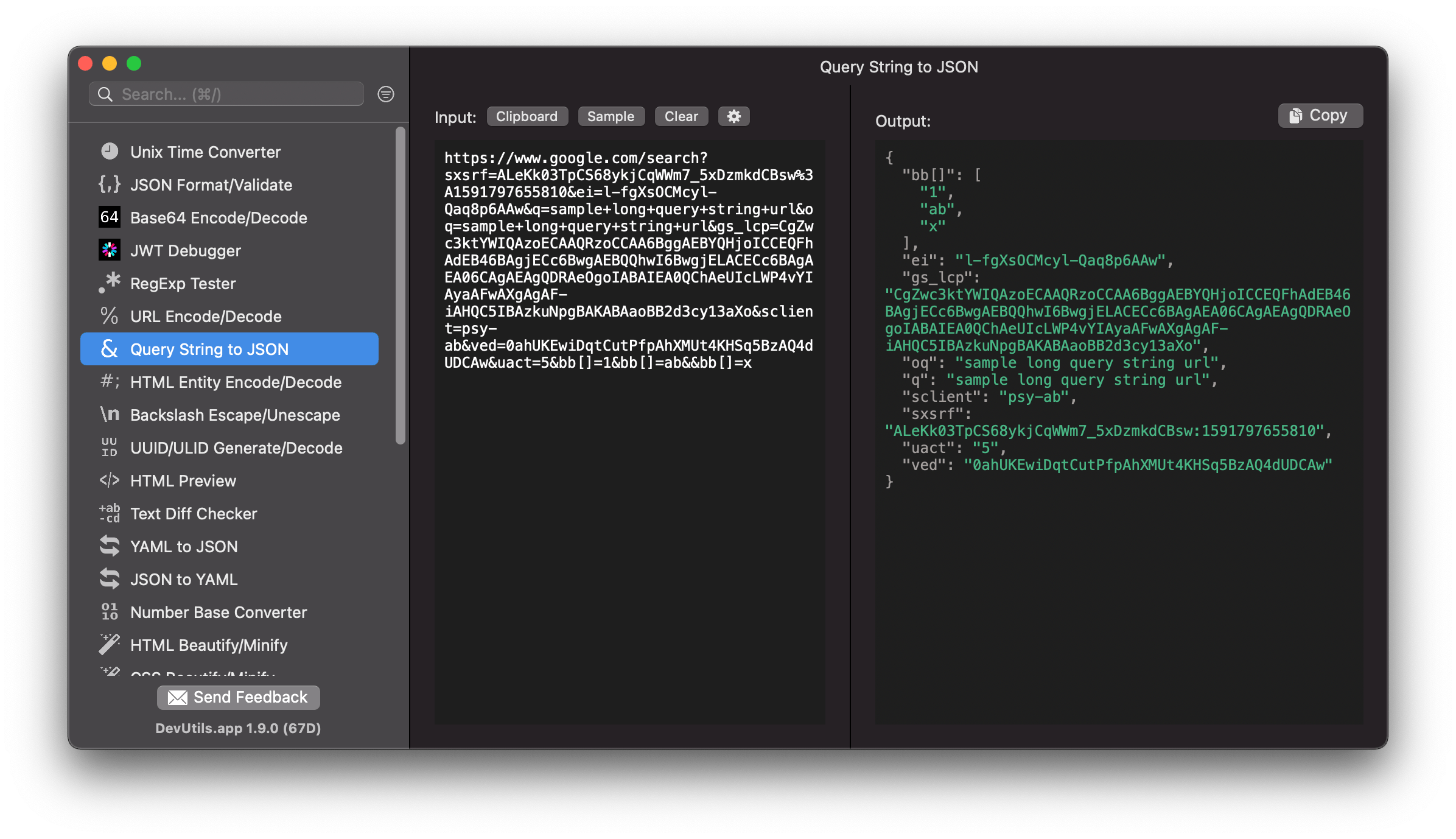 Query String Parser Offline App DevUtils app Offline Toolbox For